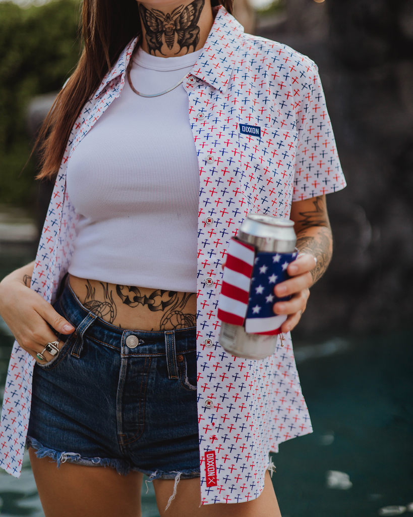 Women's Party Hammers Short Sleeve - Red, White, & Blue | Dixxon ...