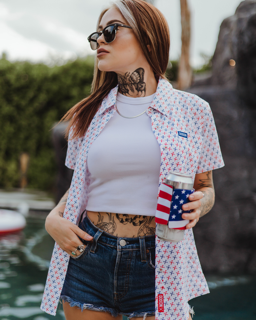Women's Party Hammers Short Sleeve - Red, White, & Blue | Dixxon ...