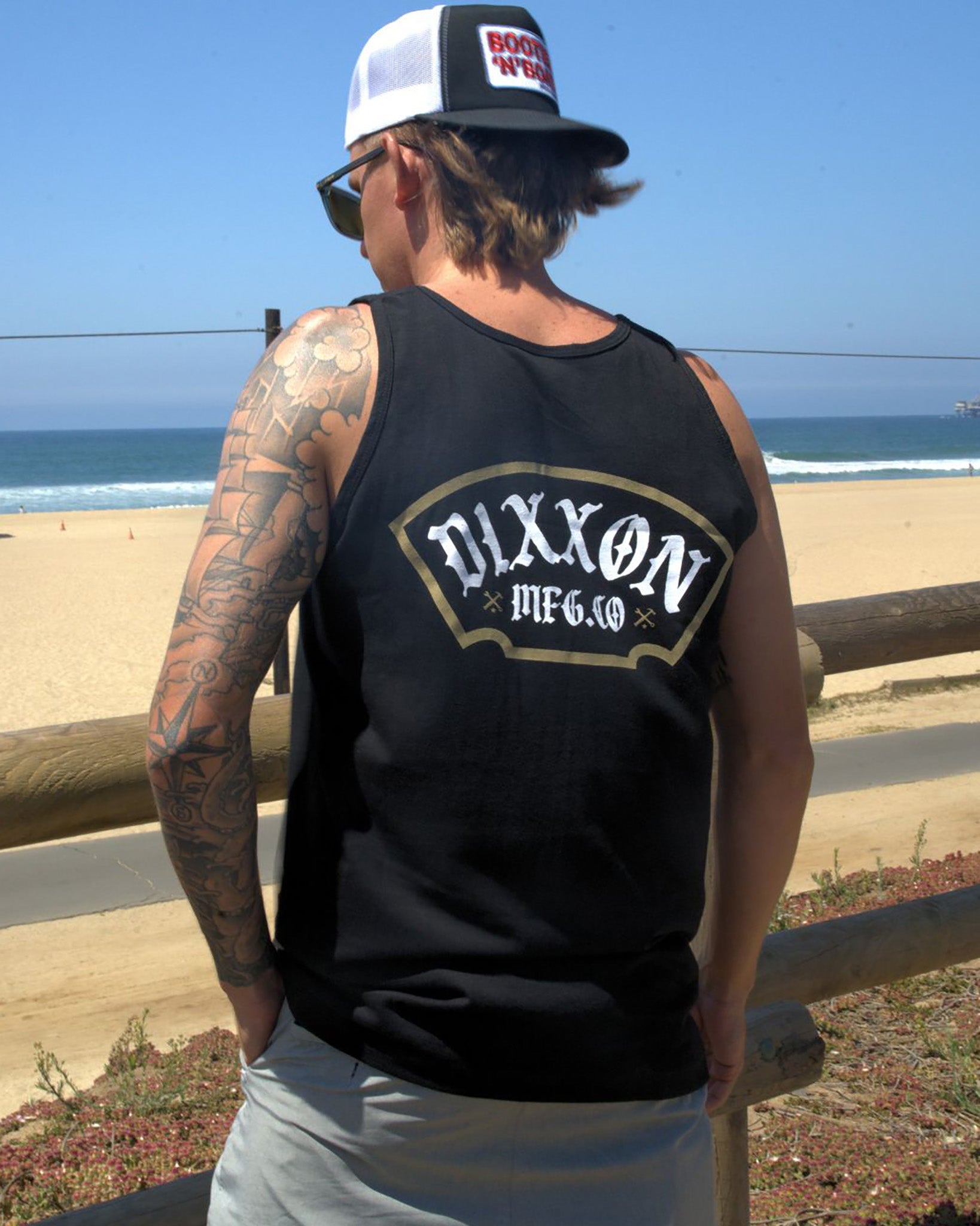 Gold/White Salty Patch Tank - Black | Dixxon Flannel Co.