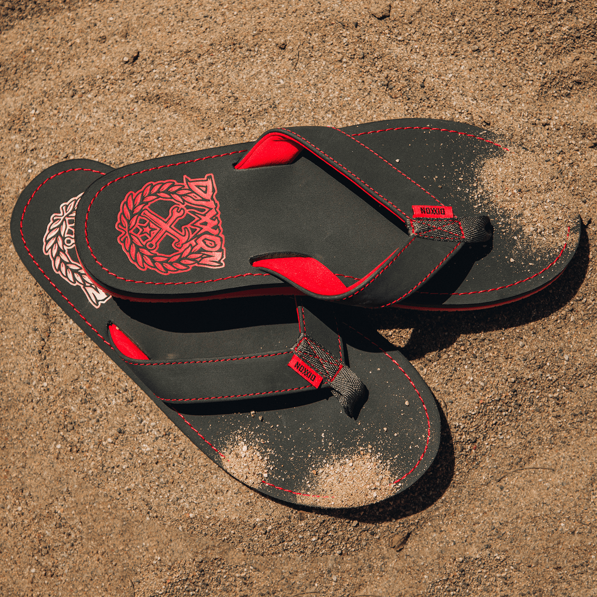 Leather Sandals - Charcoal & Red | Dixxon Flannel Co.