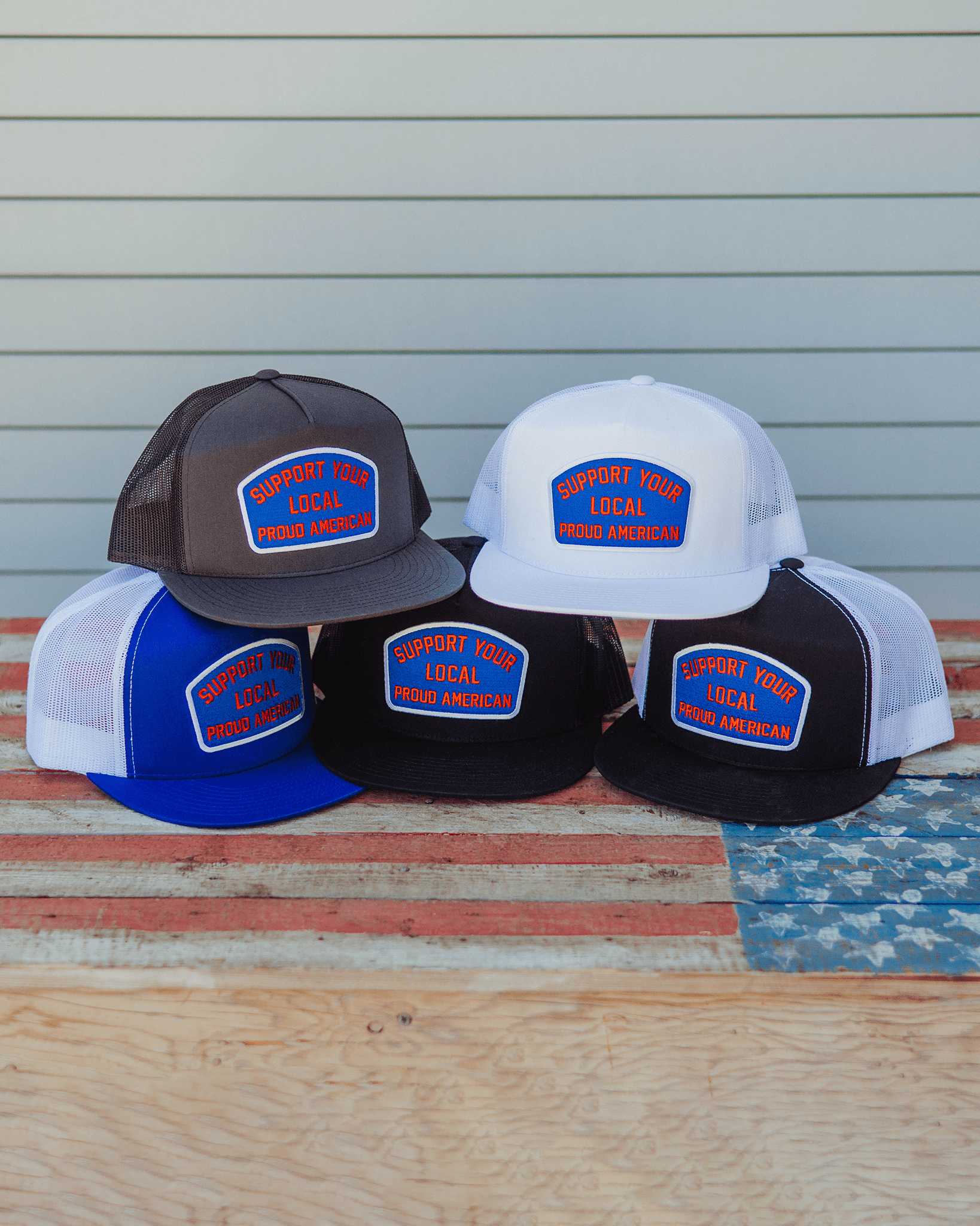 Support Your Local Proud American Flat Bill Trucker Snapback | Dixxon ...