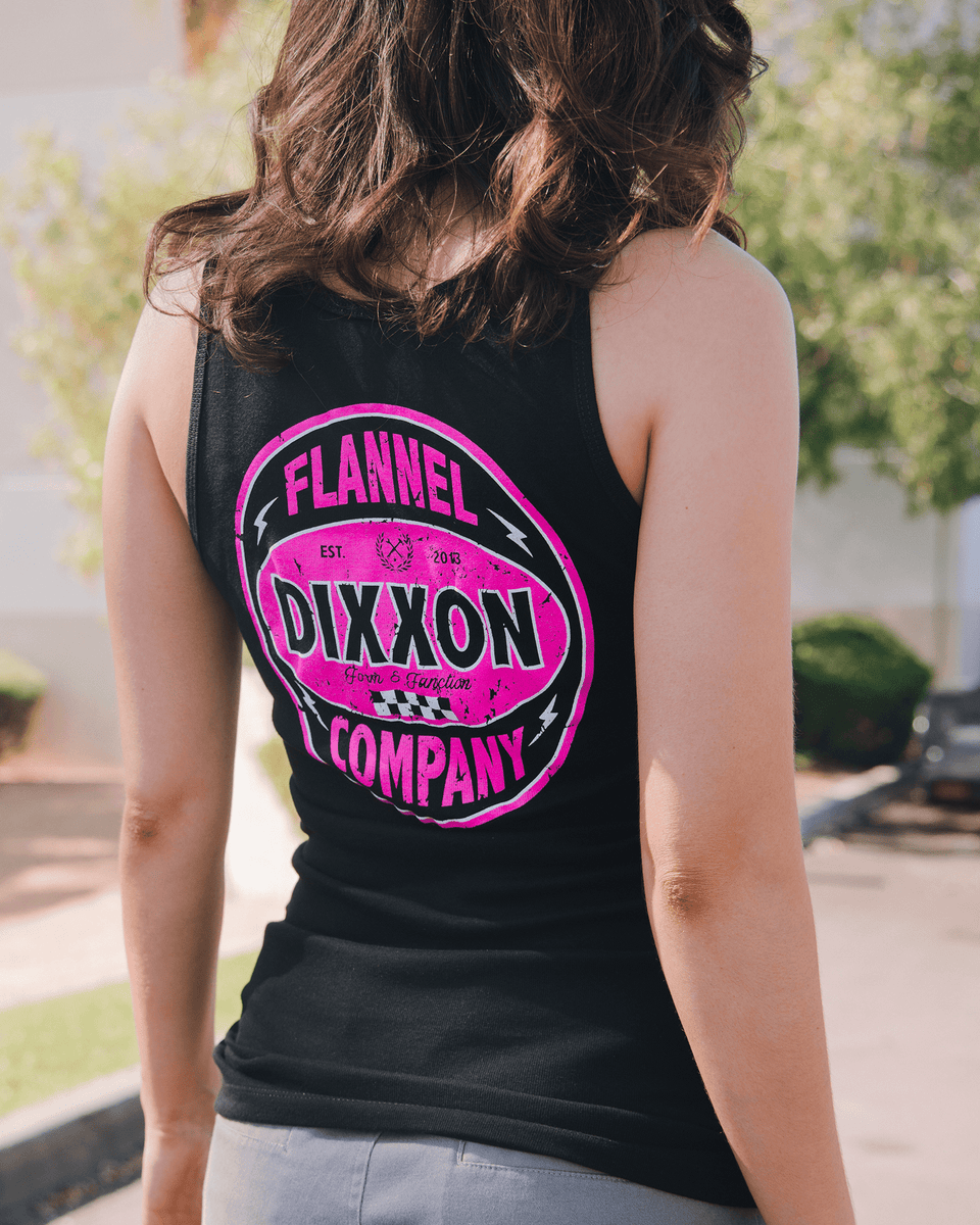 Women's Pink Keystone Fitted Tank - Black | Dixxon Flannel Co.