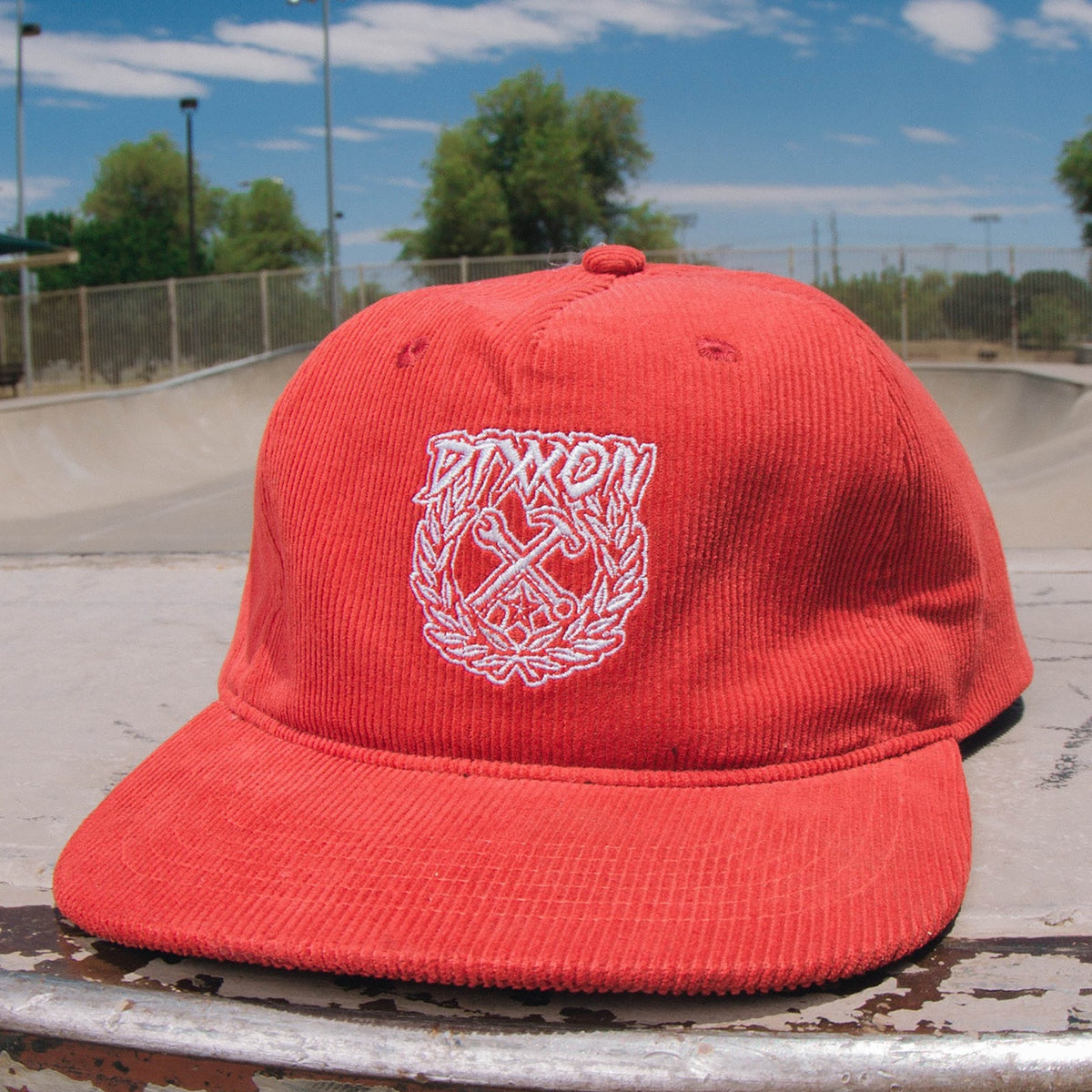 5-Panel Corduroy Party Crest Hat - Maroon | Dixxon Flannel Co.