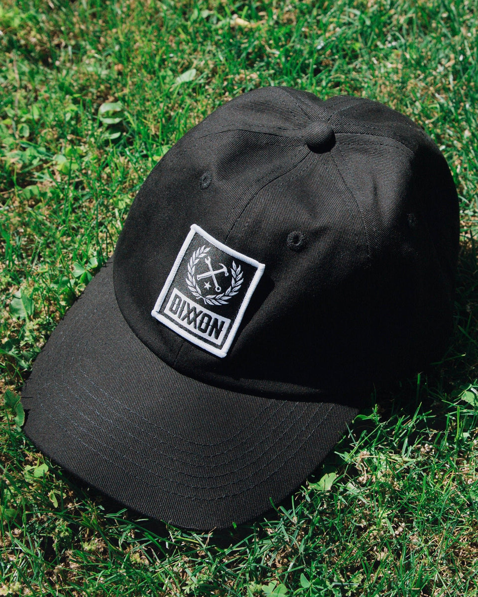 6-Panel Curved Bill Box Crest Hat - White & Black | Dixxon Flannel Co.