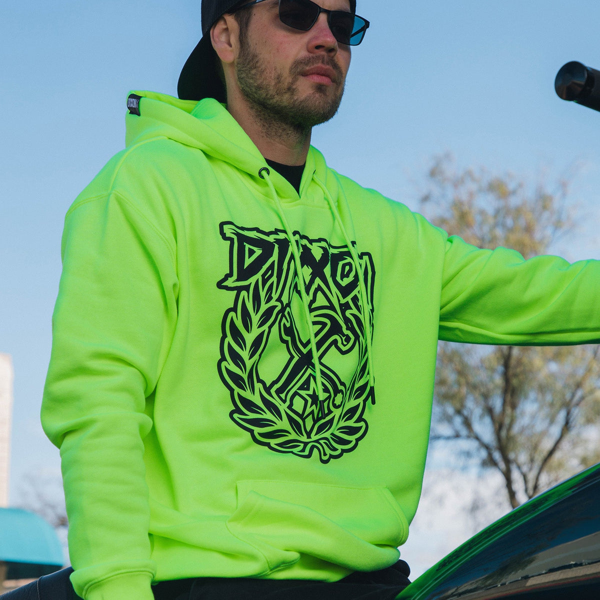 Men's Black Party Crest Hi-Vis Pullover Hoodie - Yellow | Dixxon ...