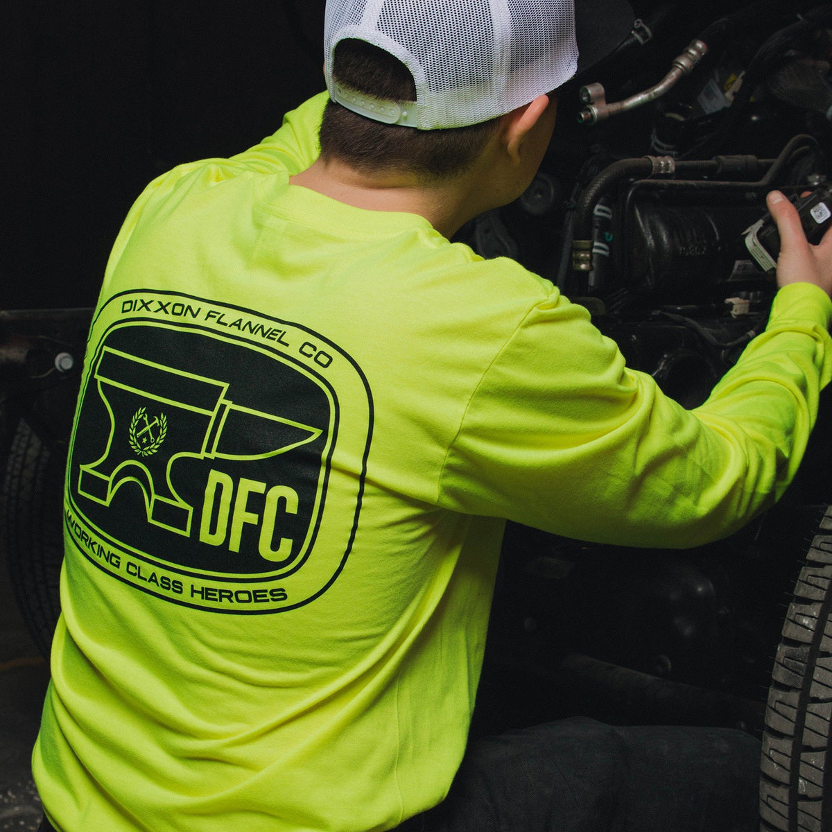Men's Checkpoint Hi Vis Long Sleeve T-Shirt - Yellow | Dixxon Flannel Co.