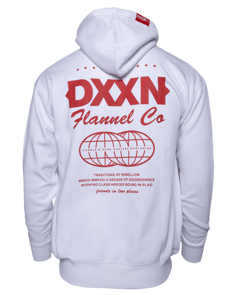 Men's Red Tech Zip Up Hoodie - White | Dixxon Flannel Co.