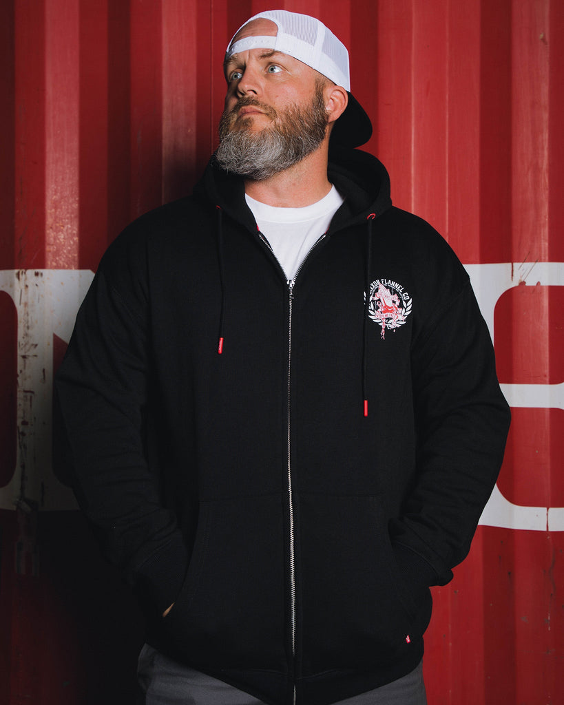 Mens Red And White Otto Zip Up Hoodie Black Dixxon Flannel Co