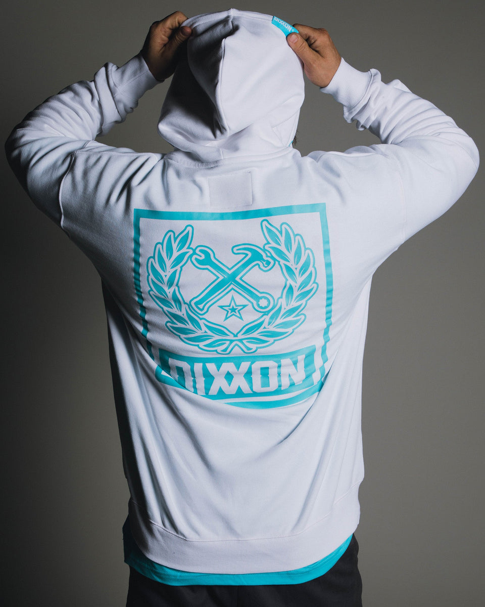 Mens Tiffany Box Crest Zip Up Hoodie White Dixxon Flannel Co