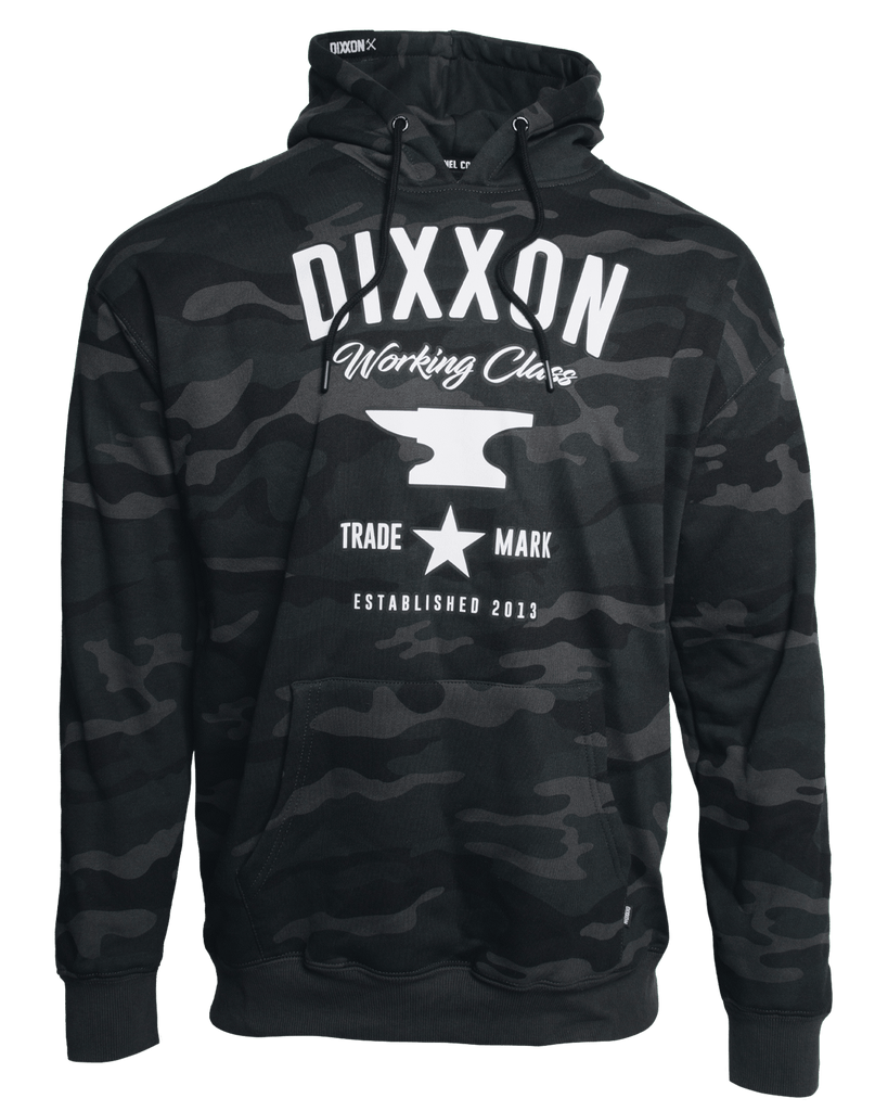 Mens White Working Class Tm Pullover Hoodie Black Camo Dixxon