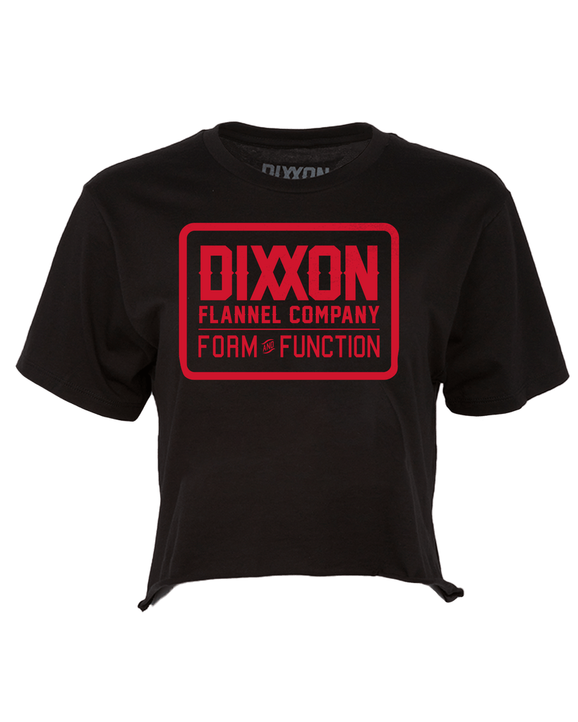 Women's Red Classic Logo Crop Top - Black | Dixxon Flannel Co.