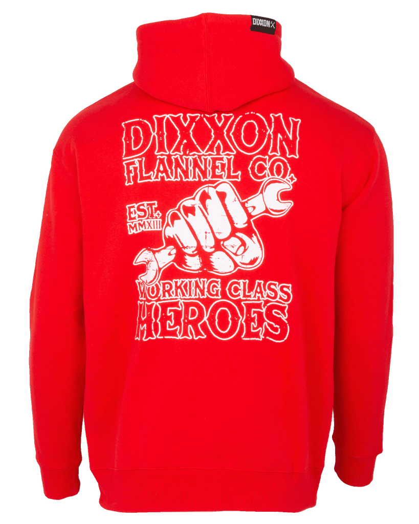 Mens Working Class Fist Zip Up Hoodie Red Dixxon Flannel Co